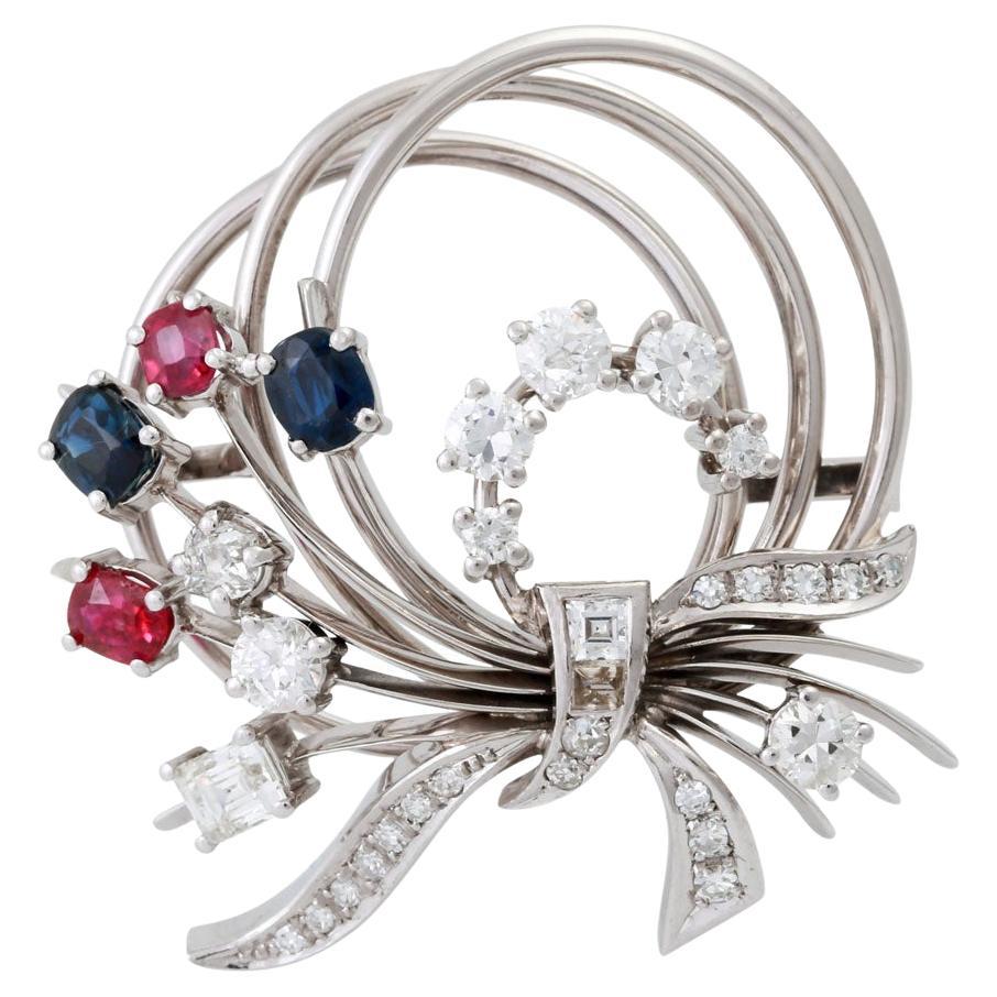 Vintage White Gold 2ct Round Brilliant Cut Bezel Pave Set Diamond Bow ...