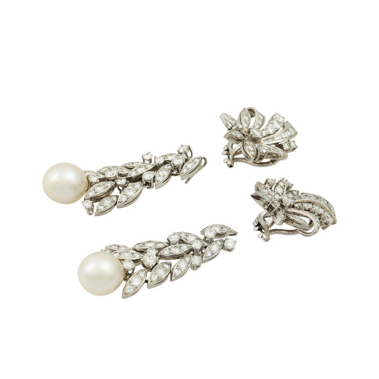 Schilling Earrings 'Pair', Esp. with 2 Fine Cultured South Sea Pearls ...