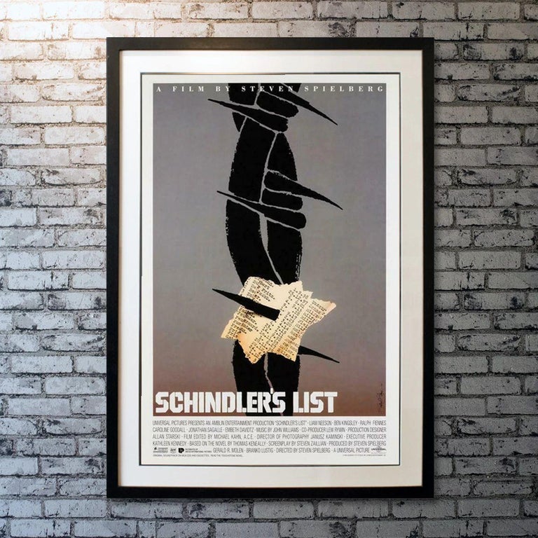 Schindler's List, Unframed Poster, 1993 For Sale at 1stDibs