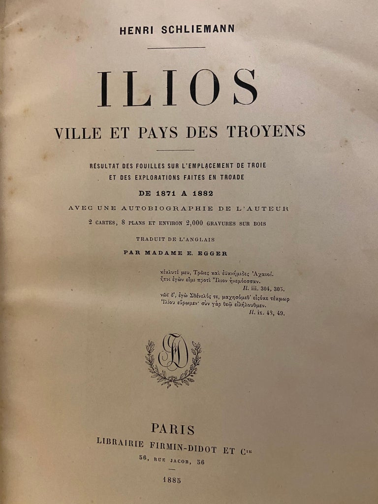 Schliemann, Henry, ILIOS, The City and the Country of the Troyans, 1885 ...