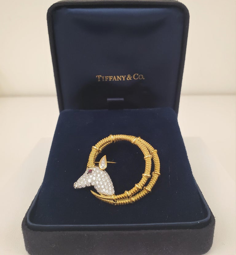 Schlumberger for Tiffany and Co. Gold Platinum and Diamond Ibex Ram ...