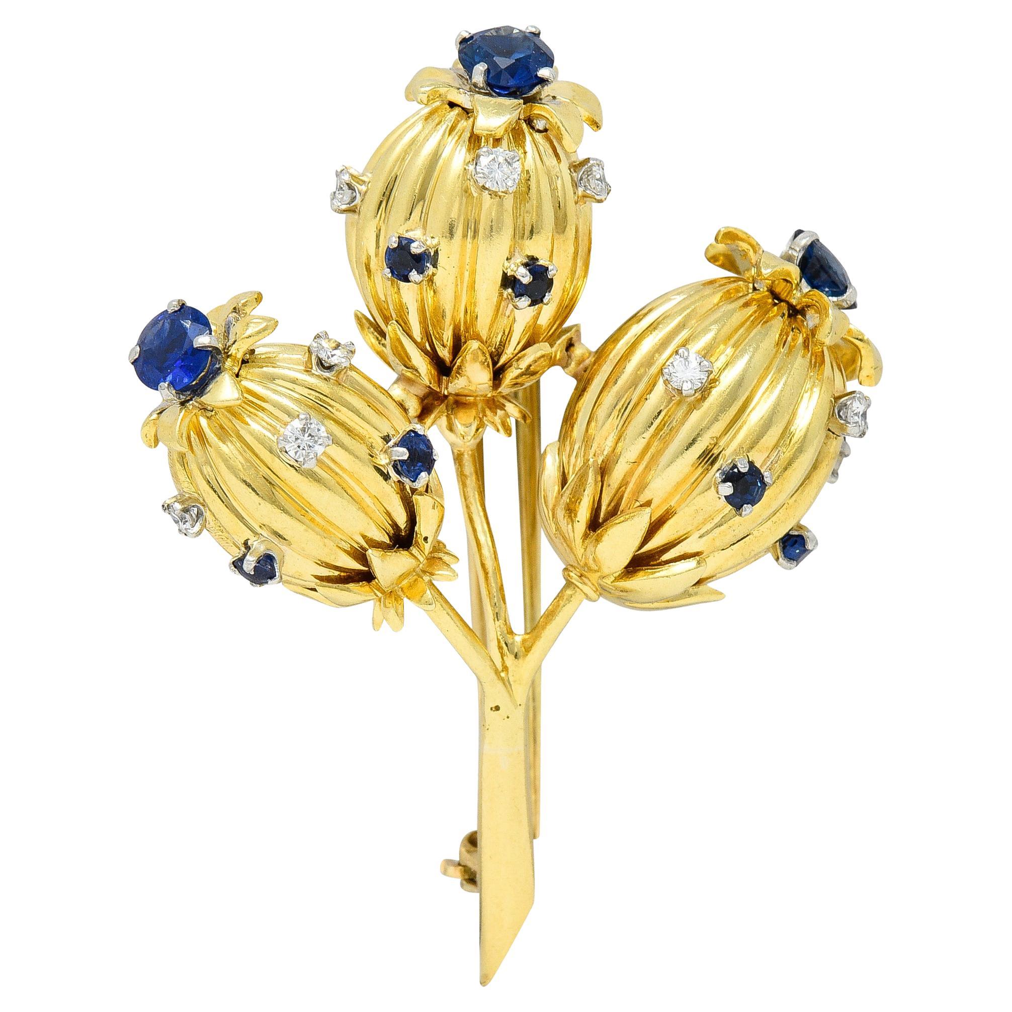 Schlumberger Blue Sapphire Thistle Pin For Sale at 1stDibs ...