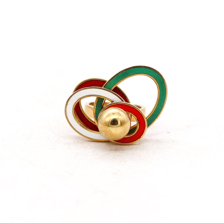 Schmitt and Staib Germany 1971 Rare Enameled Kinetic Spinner Ring in ...