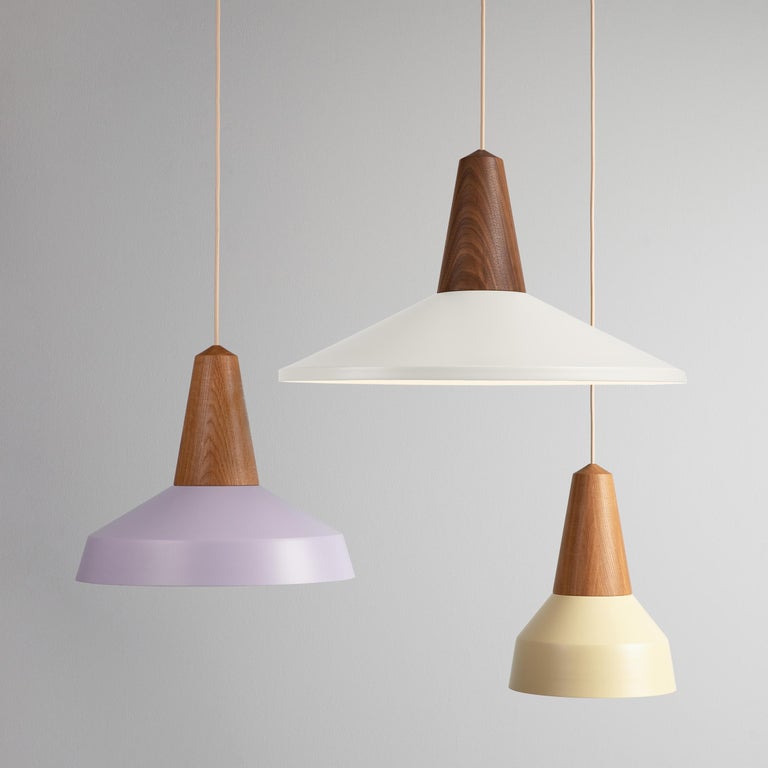 Schneid Studio Eikon Shell White, Walnut, Pendant Lamp For Sale at 1stDibs
