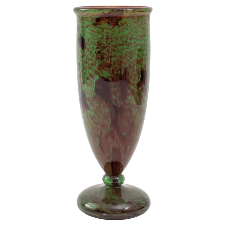 Schneider Art Deco Glass Pedestal Vase For Sale at 1stDibs