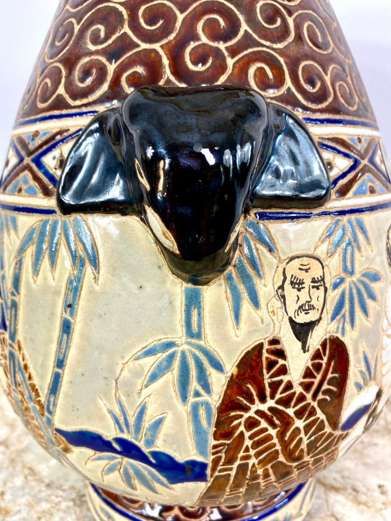 School of Bien-Hoa Glazed Ceramic Vase Decors De Sages, Circa 1930 For ...