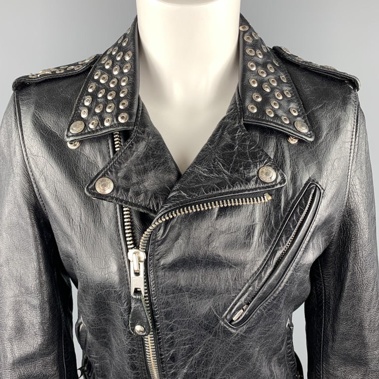 SCHOTT Limitd Edition Size S Black Leather Studded Biker Jacket at ...