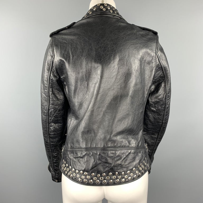 SCHOTT Limitd Edition Size S Black Leather Studded Biker Jacket at ...