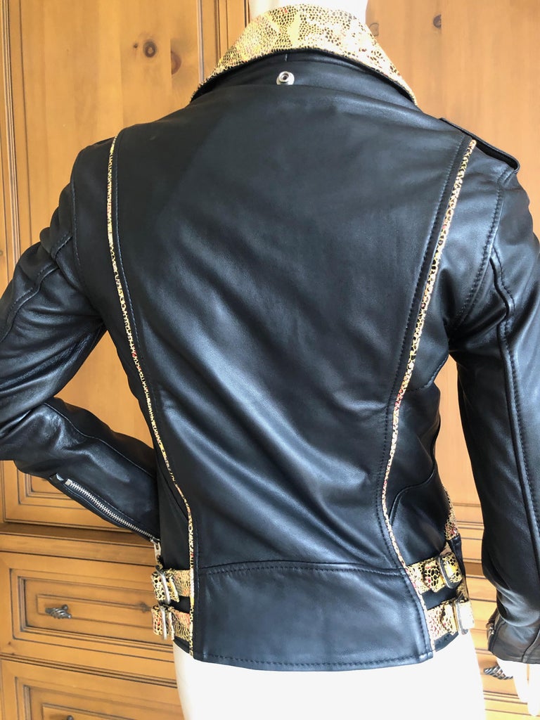 Schott Perfecto Leather Motorcycle Jacket w Embossed Leather "Python ...