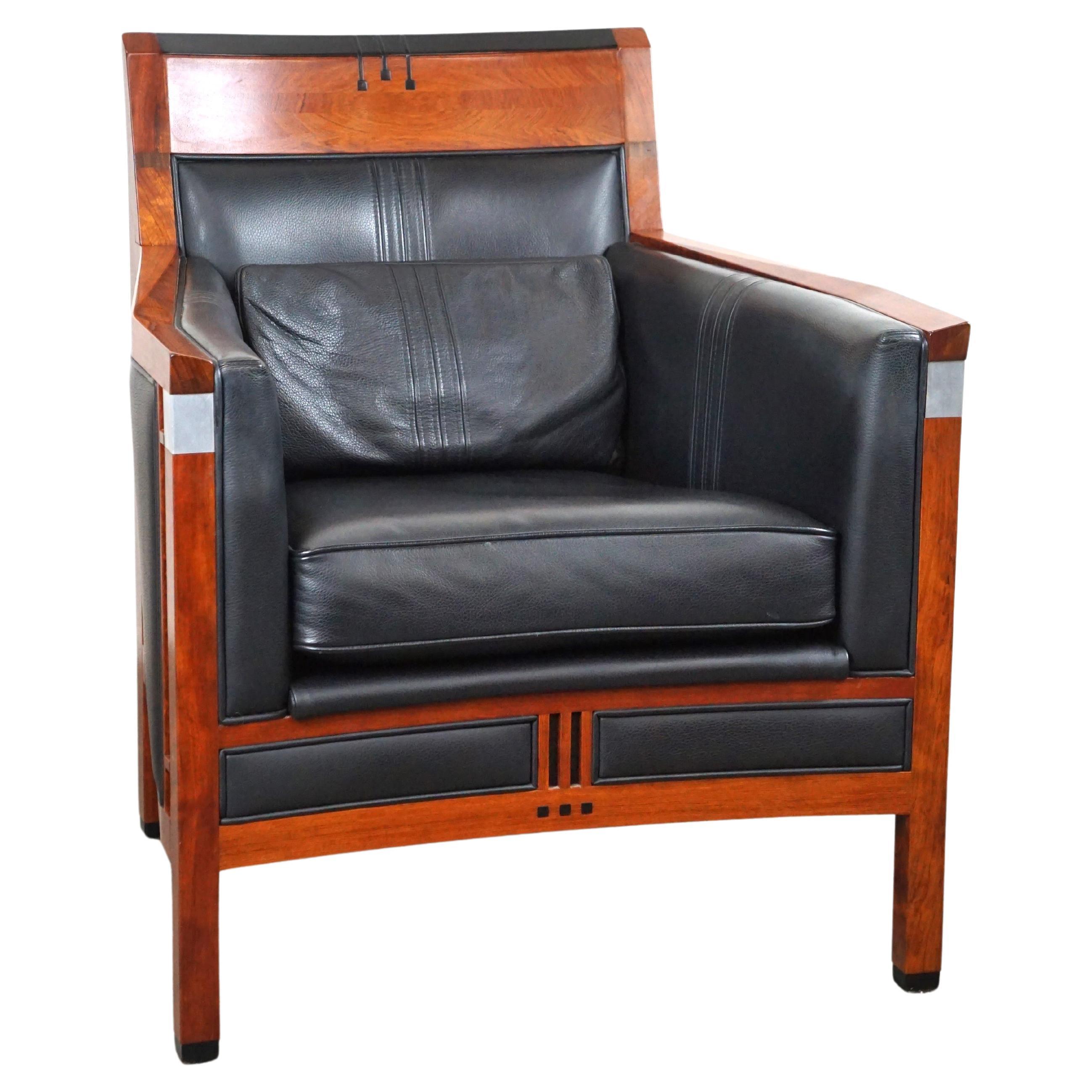Schuitema Art Deco armchair in black leather from the Decoforma series ...