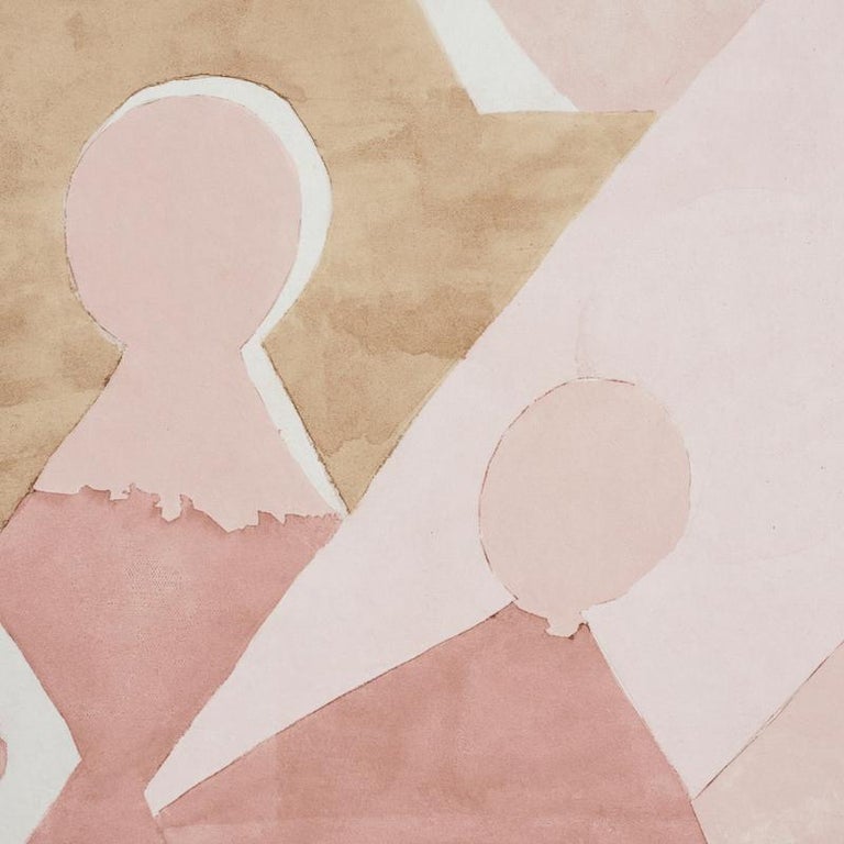 Schumacher by Peg Norriss Steps Wallpaper Mural in Rose and Camel For Sale at 1stDibs