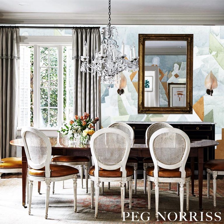 Schumacher by Peg Norriss Steps Wallpaper Mural in Sky and Saddle For Sale at 1stDibs