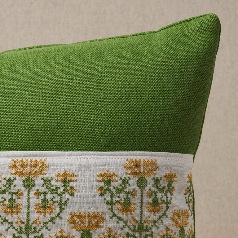 Schumacher Custis Stripe Embroidered 22 x 14" Pillow in Marigold For ...