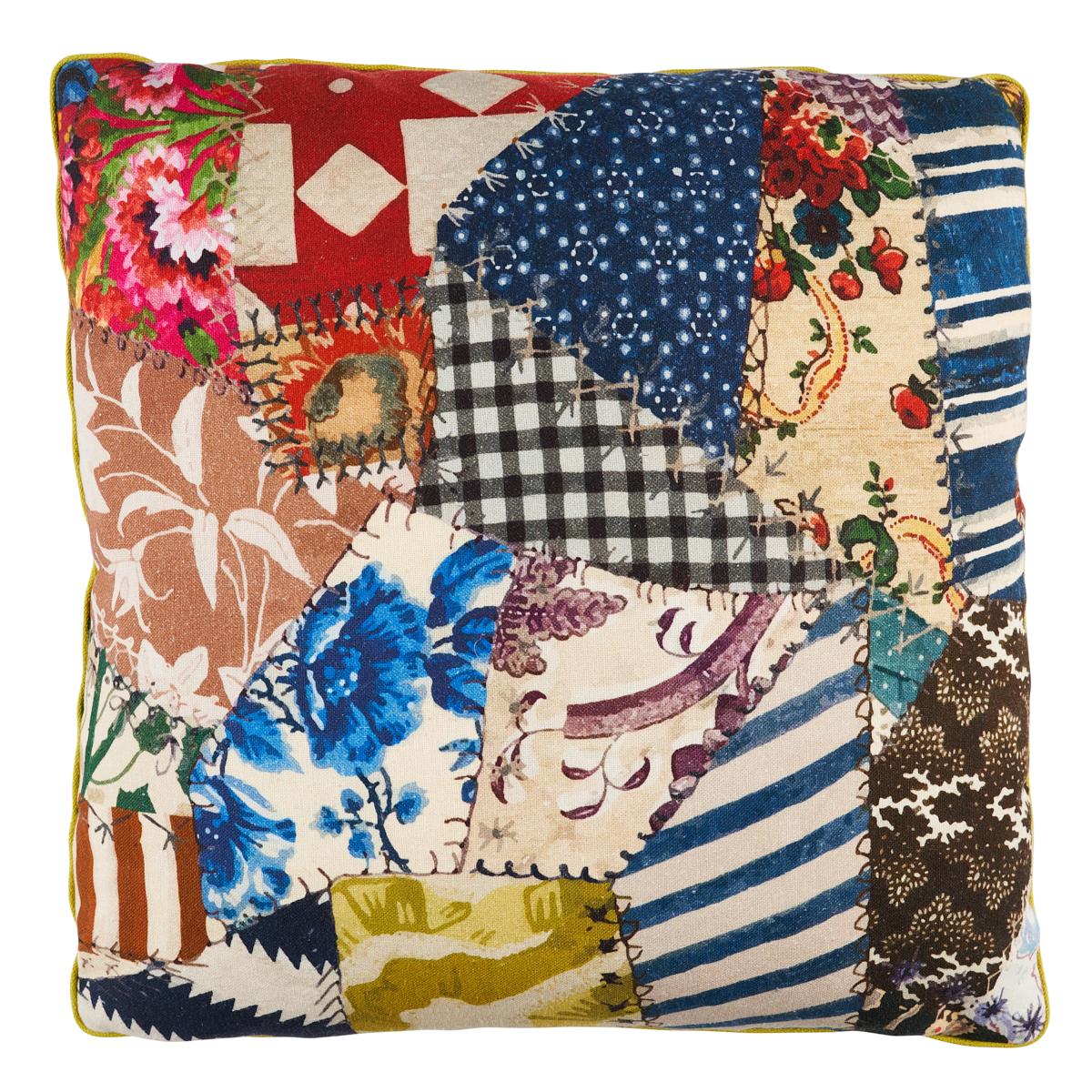 Schumacher Hotch Potch Crazy Quilt 18" Pillow in Document For Sale at ...