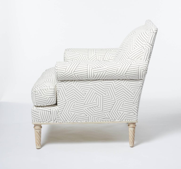 Schumacher Jansen Deconstructed Stripe Maplewood-Legged Sock Arm Chair ...