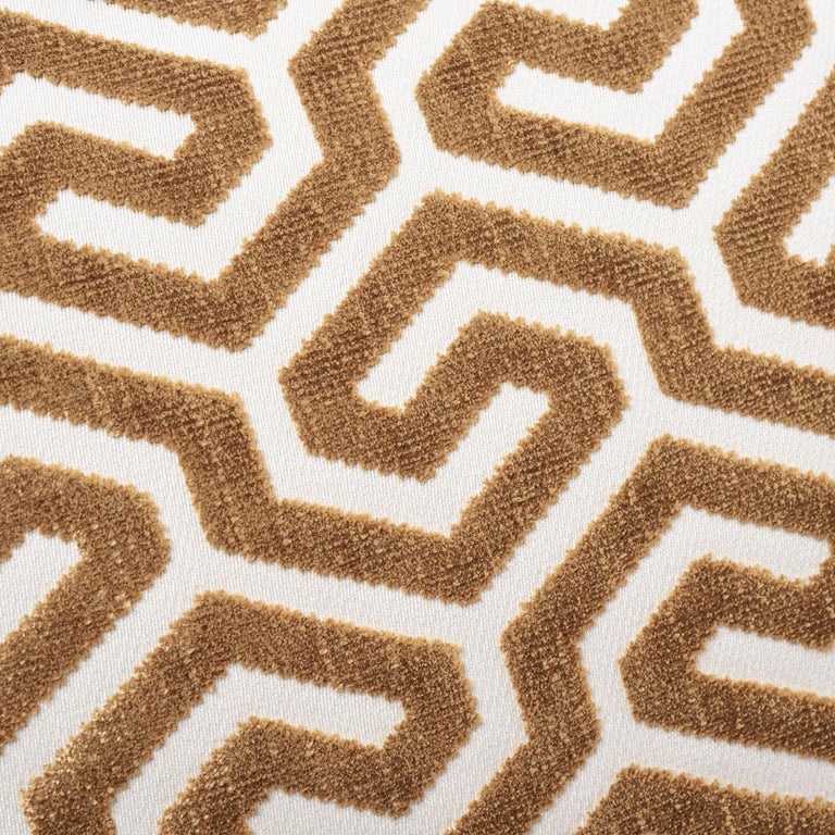 Schumacher Ming Fret Velvet 18" Pillow in Bronze For Sale at 1stDibs