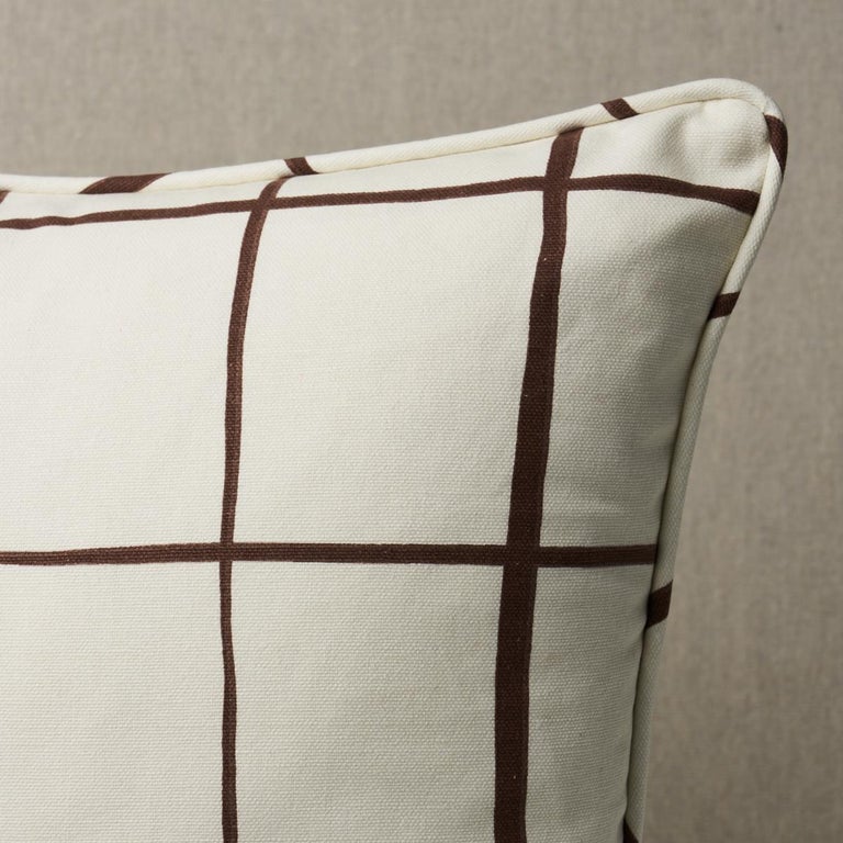 Schumacher Painterly Windowpane 20" Pillow in Brown For Sale at 1stDibs