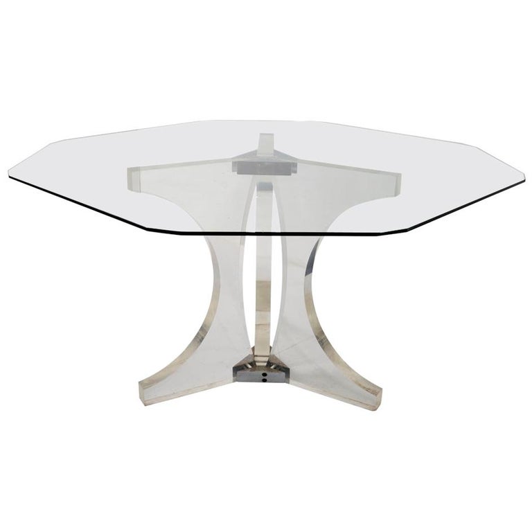 Schumacher Vintage Plexiglass Dining Table with Original Octangle Glass ...