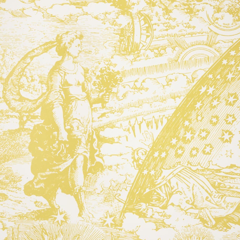 Schumacher x Johnson Hartig Modern Toile Wallpaper in Yellow For Sale ...