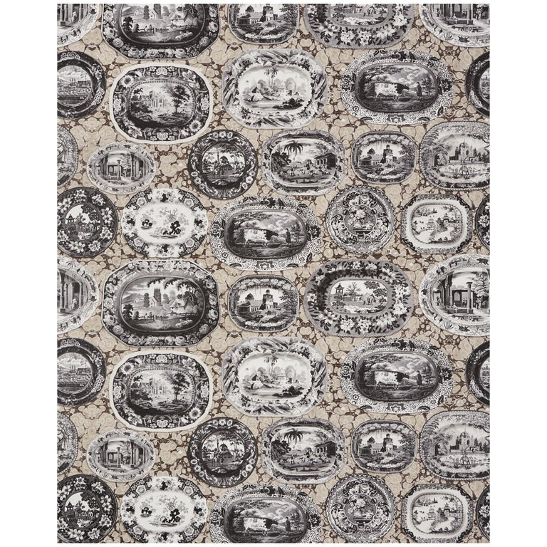 Schumacher X Johnson Hartig Plates and Platters Wallpaper in Neutral ...