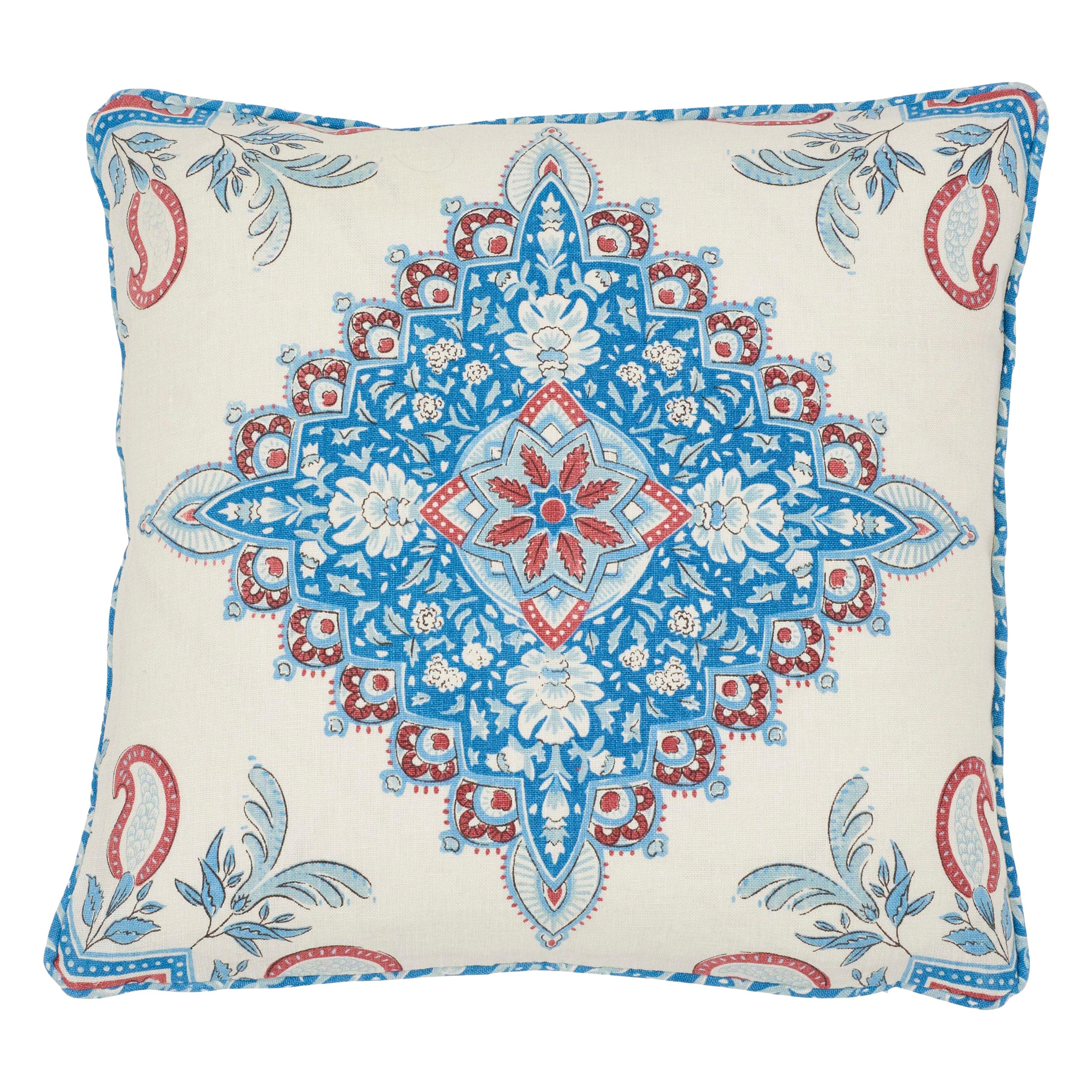 Schumacher x Mark D. Sikes Montecito Medallion Red Linen Two-Sided ...