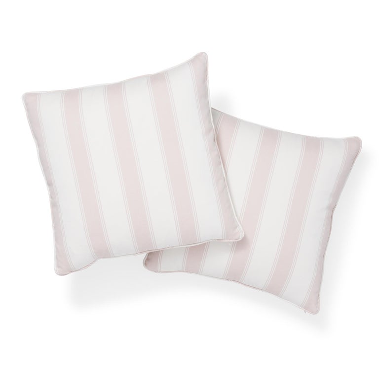 Schumacher X Veere Grenney Rafe Stripe Quiet Pink Two-Sided Pillow For ...