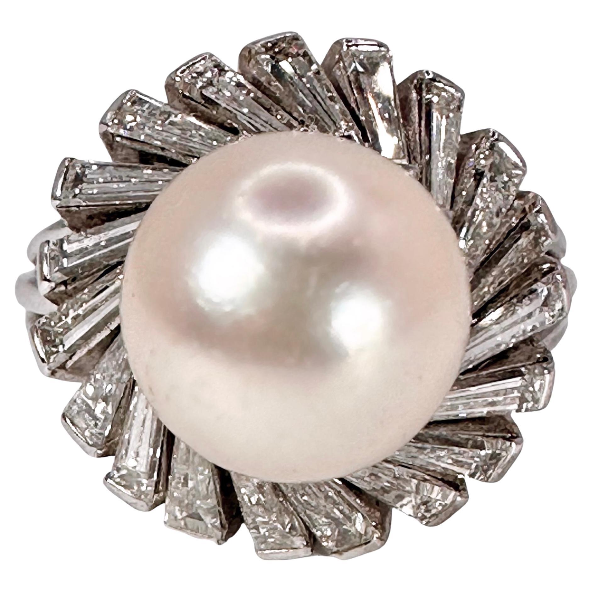 Scintillating Hand Made Vintage Platinum Akoya Pearl and Diamond ...