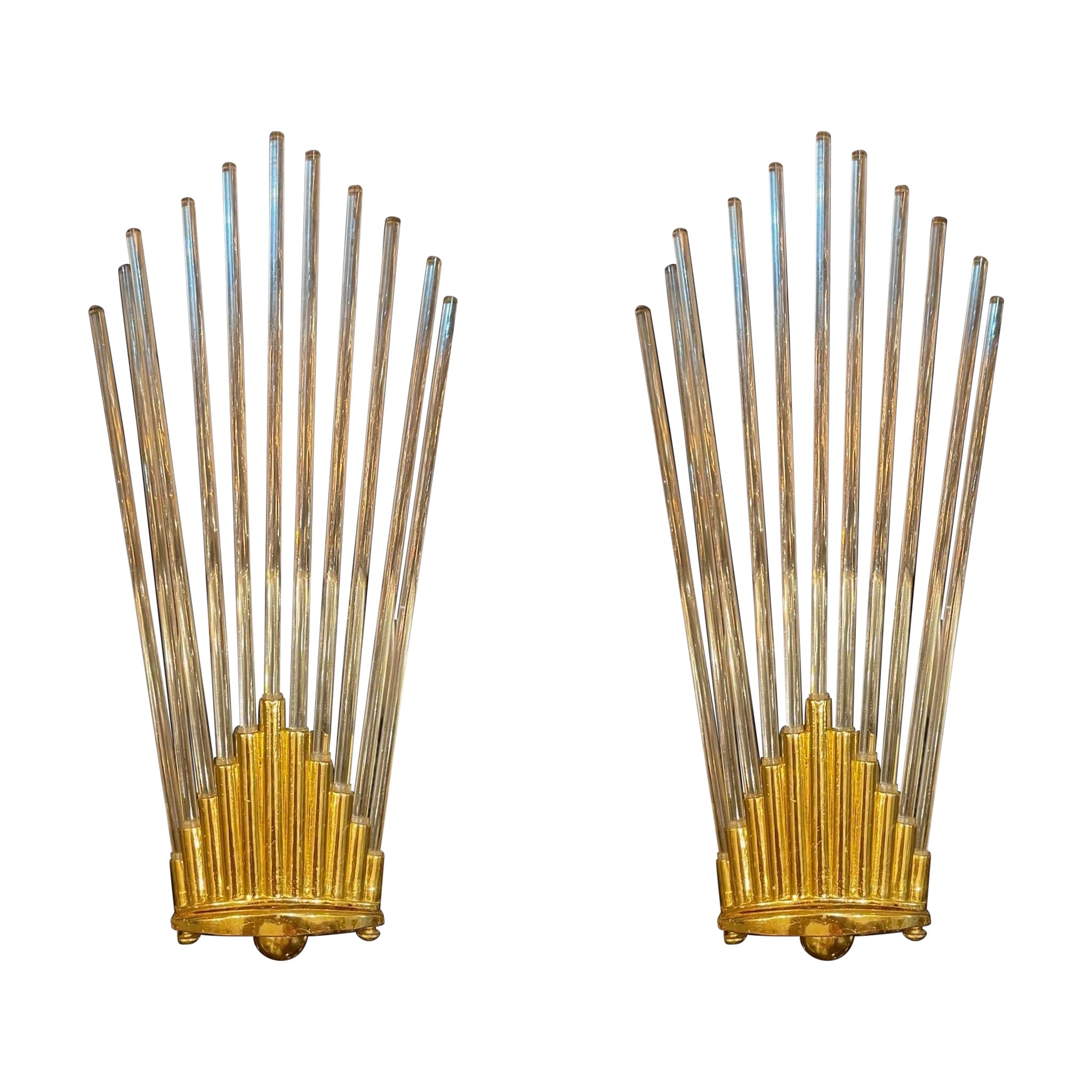 Sciolari glass wall lighting murano pair, italy 1980s For Sale at 1stDibs