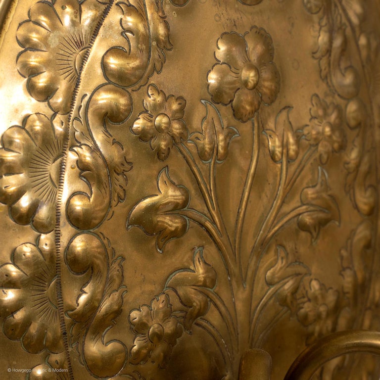 Sconce Wall Brass Repousse 2-Arm For Sale at 1stDibs