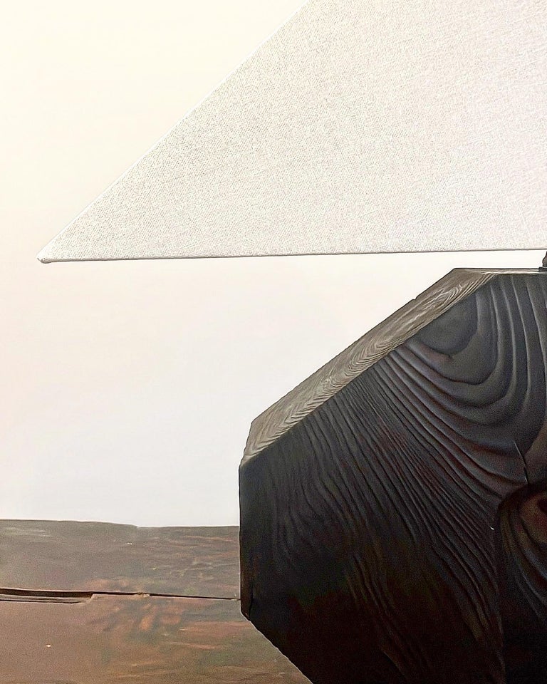 Scorched Cedar Wood Table Lamp For Sale at 1stDibs