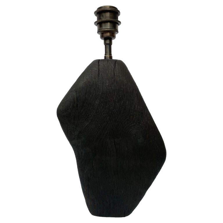 Scorched Oak Wood Table Lamp For Sale at 1stDibs