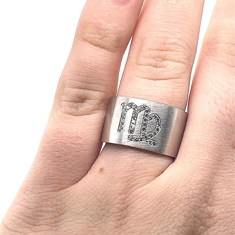 Scorpio Zodiac Diamond White Gold Ring For Sale at 1stDibs