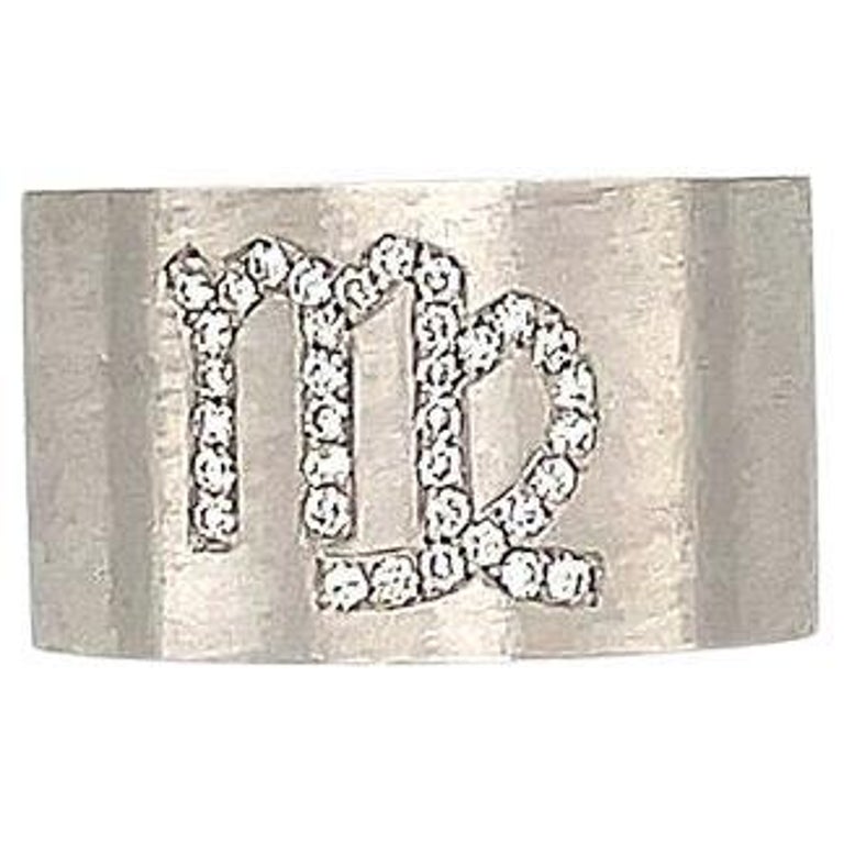 Scorpio Zodiac Diamond White Gold Ring For Sale at 1stDibs