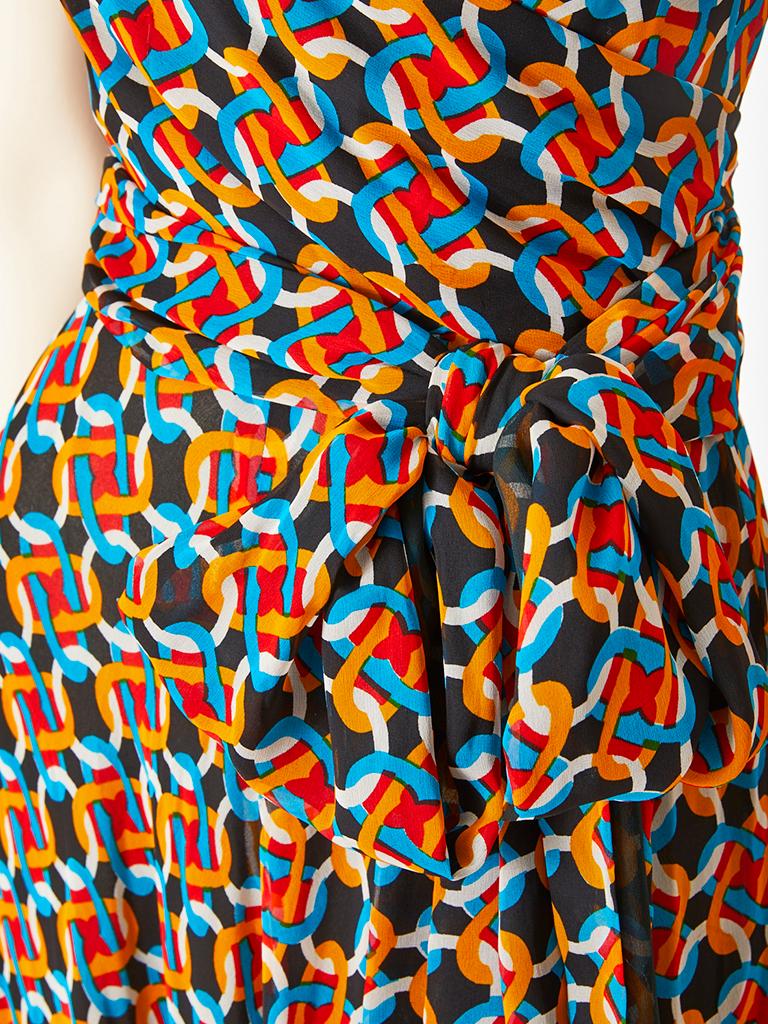 Scott Barrie Chiffon Chain Pattern Maxi Dress at 1stDibs