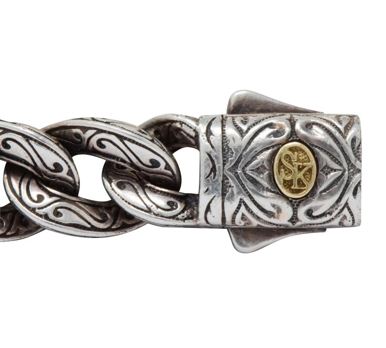 Scott Kay Sterling Silver 18 Karat Gold Unkaged Men's Cross Bracelet at ...