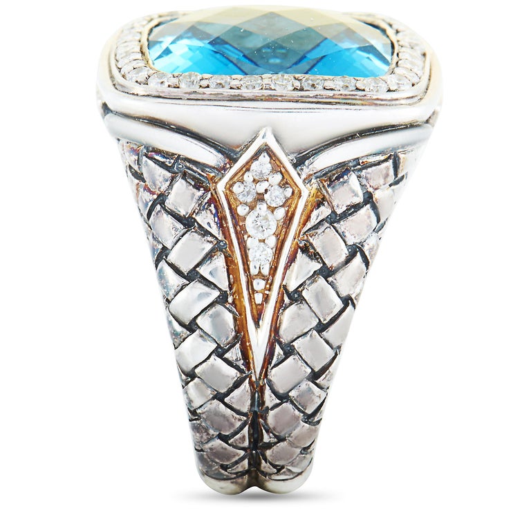 Scott Kay Sterling Silver Diamond and London Blue Topaz Large Dome Ring ...