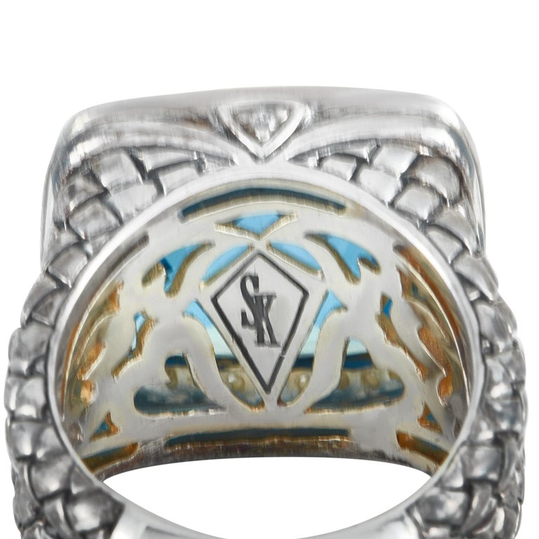 Scott Kay Sterling Silver Diamond and London Blue Topaz Large Dome Ring ...