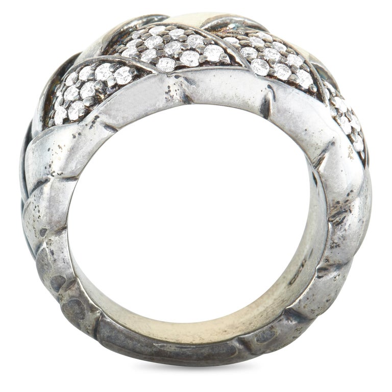 Scott Kay Sterling Silver Diamond Braided Band Ring at 1stDibs