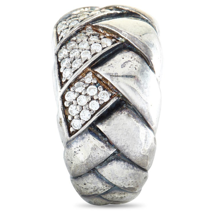 Scott Kay Sterling Silver Diamond Braided Band Ring at 1stDibs