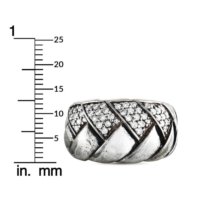 Scott Kay Sterling Silver Diamond Braided Band Ring at 1stDibs