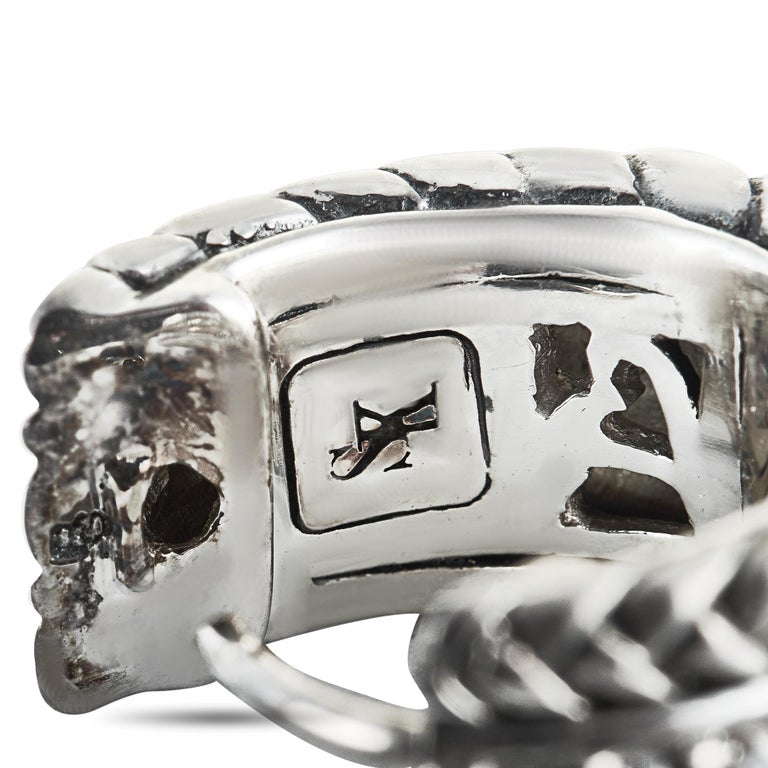 Scott Kay Sterling Silver Diamond Hoop Earrings For Sale at 1stDibs