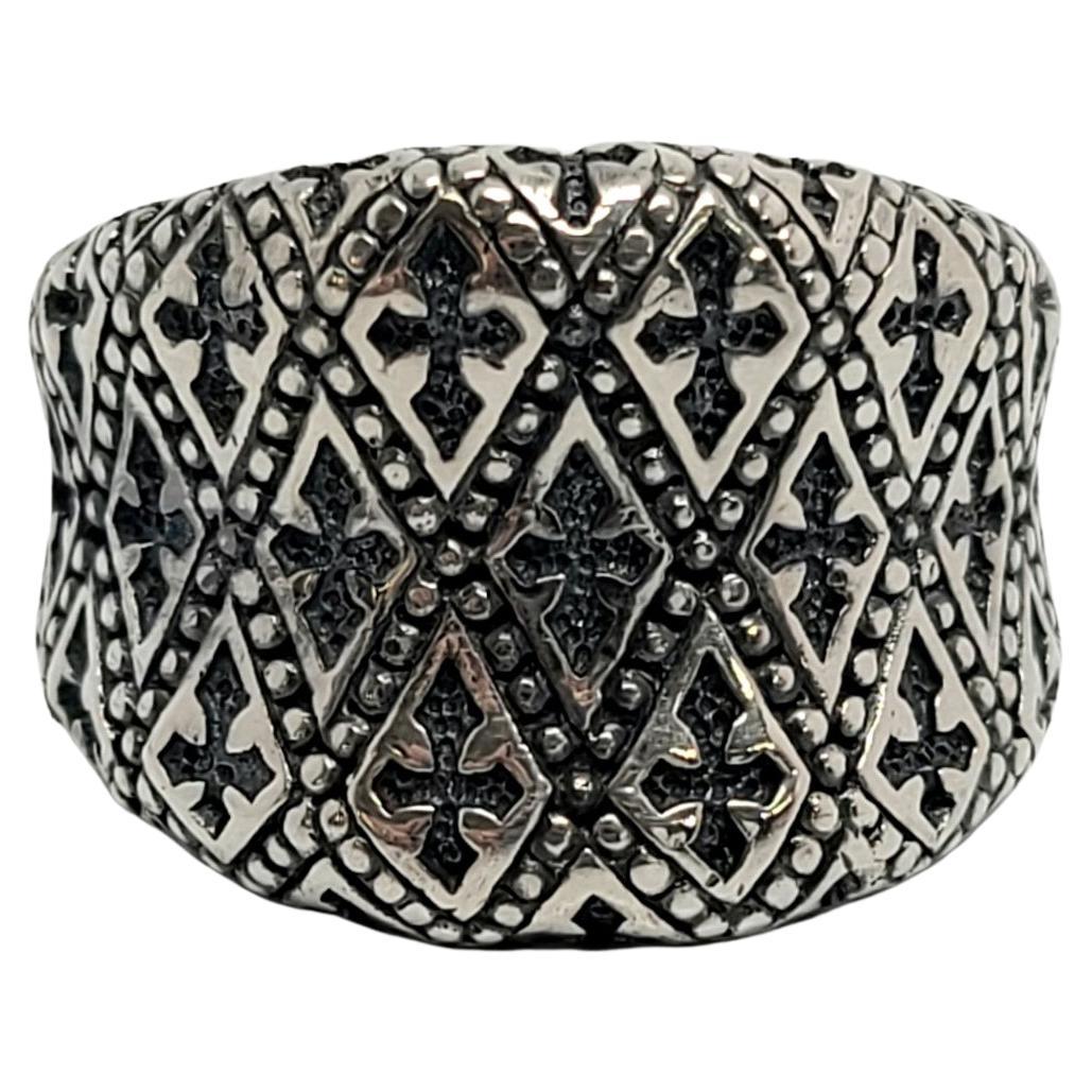 Scott Kay 925 Sterling Silver Diamonds Basket Weave Ring For Sale at ...