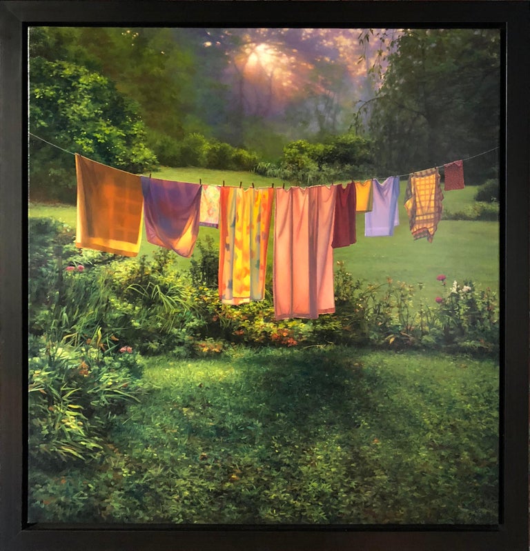Scott Prior - Photorealist landscape with green, "Laundry at Sunrise ...