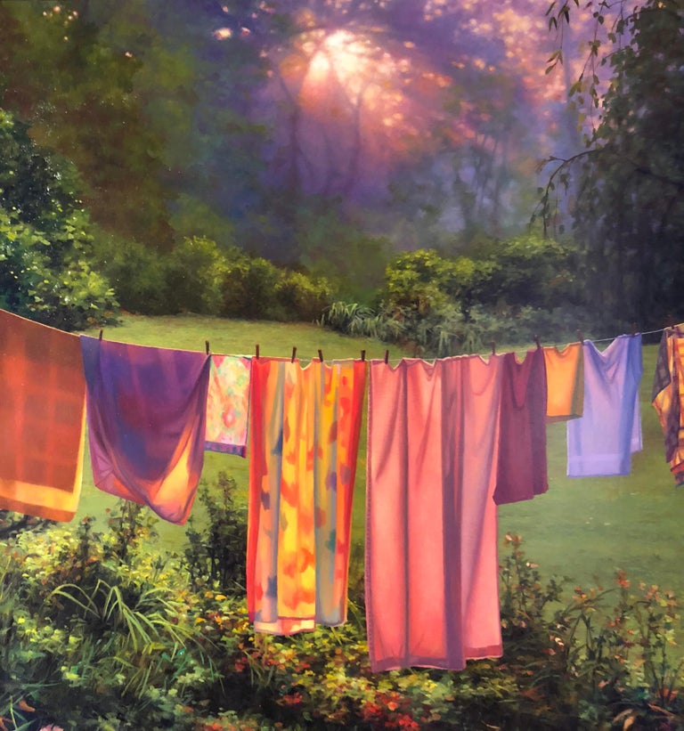 Scott Prior - Photorealist landscape with green, "Laundry at Sunrise ...