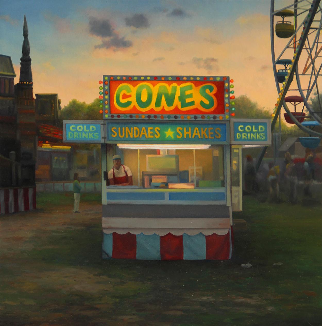 Scott Prior - small scale oil painting, "Cones", (realist landscape ...