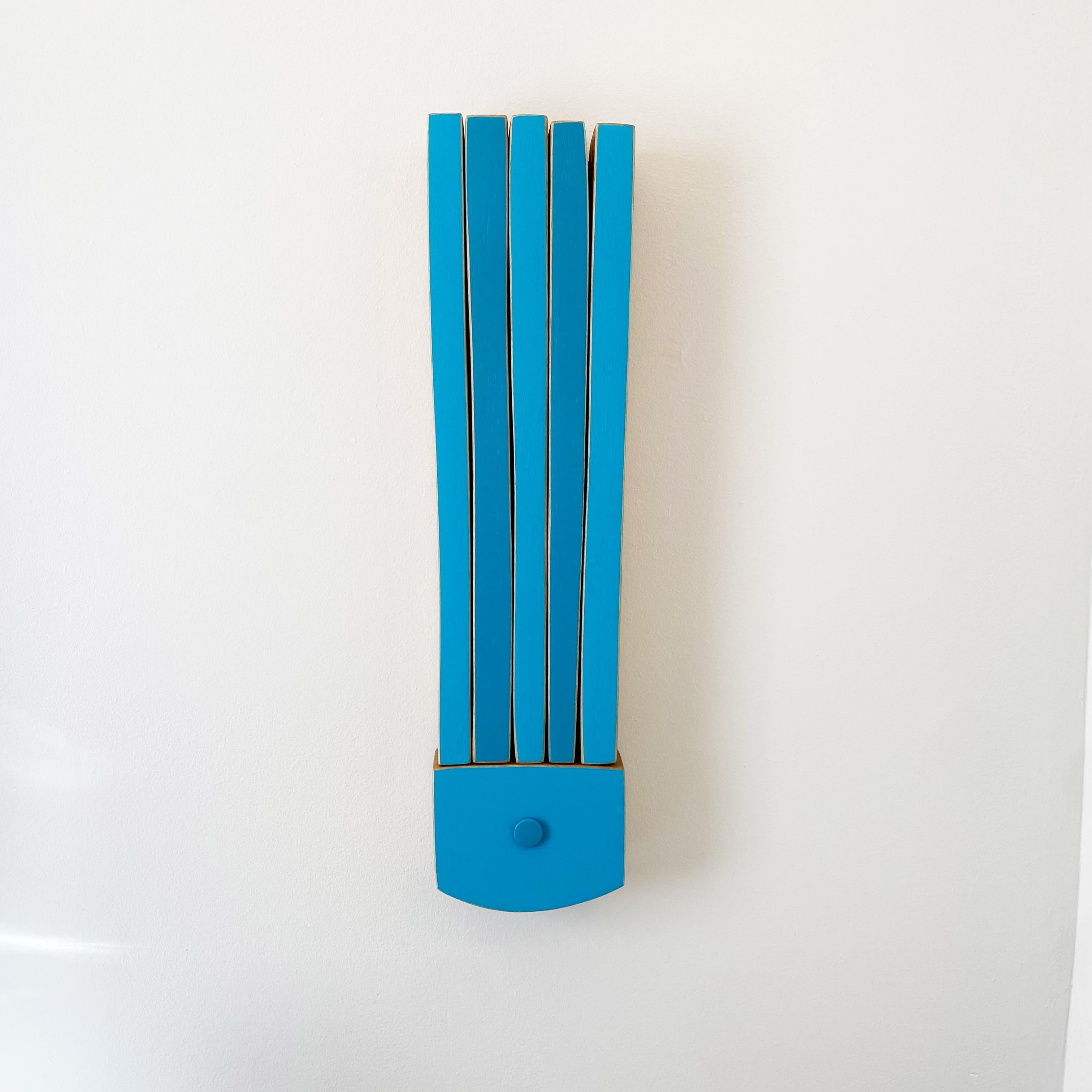Scott Troxel - "Button" Wall Sculpture-wood, blue, minimalism, mid ...
