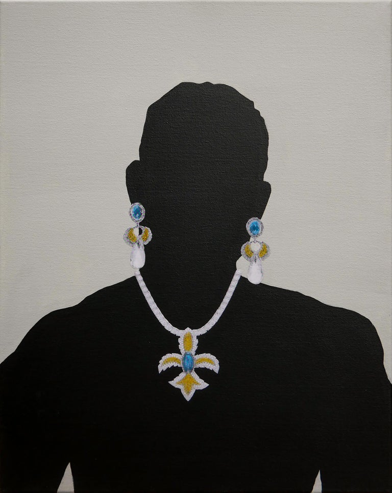 Scott Woodard - "Cal" Gray and Black Abstract Surrealist Figurative ...