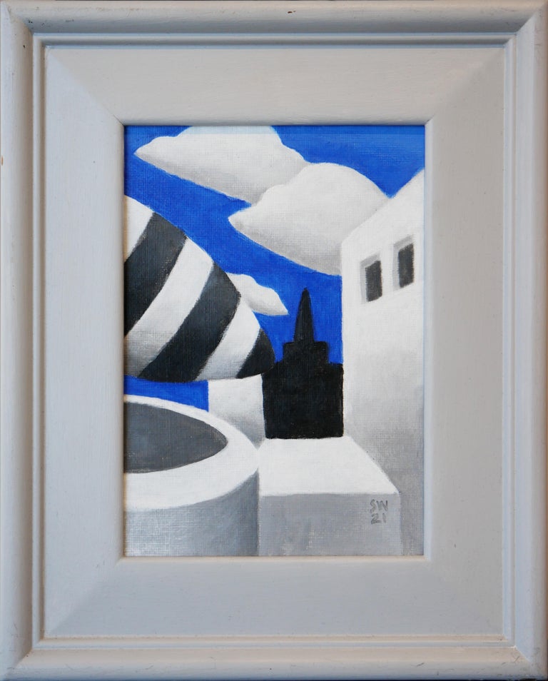 Scott Woodard - "Puffy City Night Scape" Blue, White, Gray and Black ...