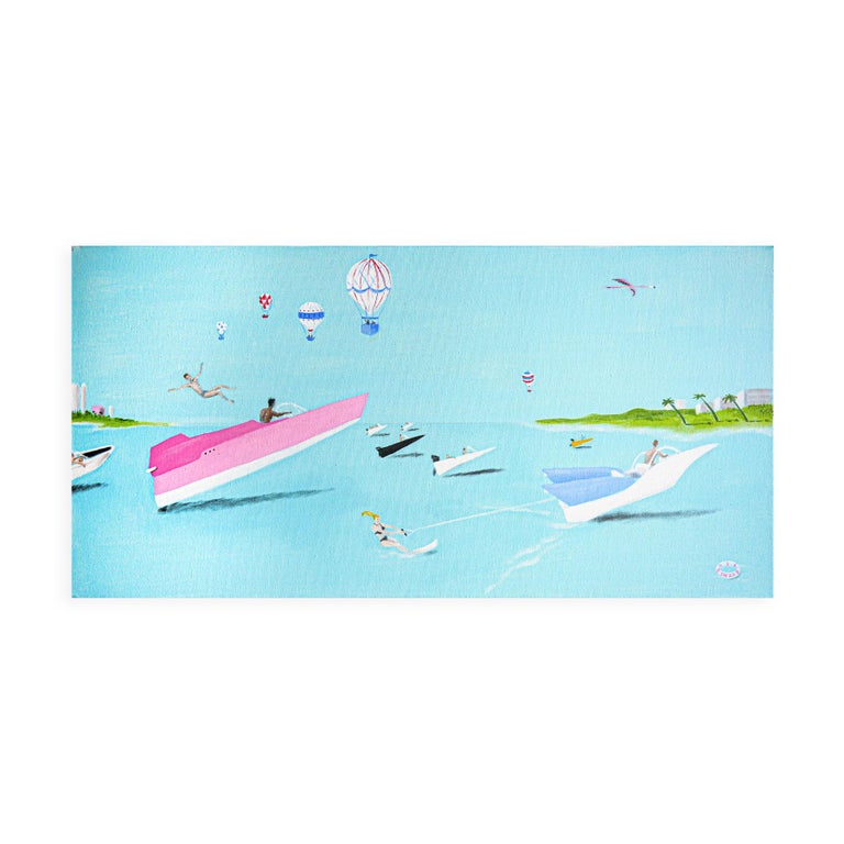 Scott Woodard - "Regatta of Sorts" Pastel Blue and Pink Abstract ...