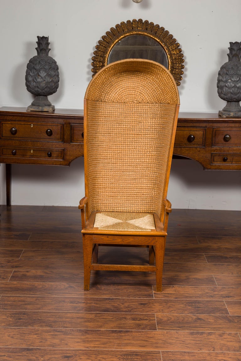 Scottish 1900s Orkney Island Canopy Chair with Hooded Handwoven Straw ...